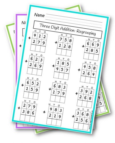 Free Educational Printables for Kids - Three-Digit Addition for Grade 2