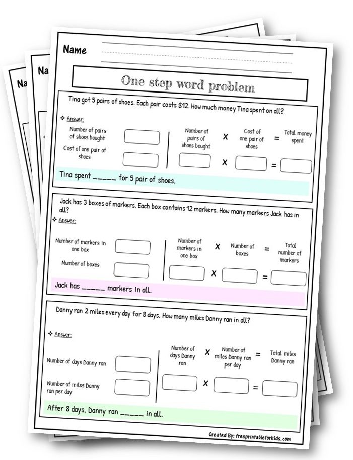Two Step Word Problem Worksheets