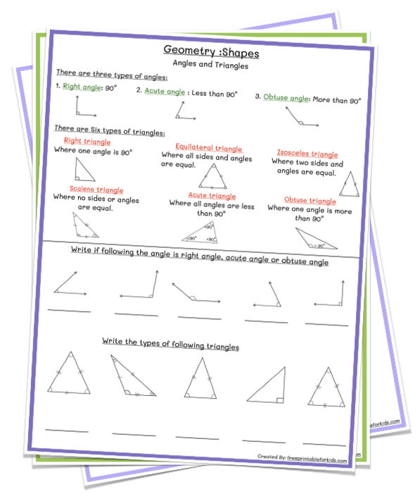 Geometry Fourth Grade: Area, Perimeter, Angles and Triangles.