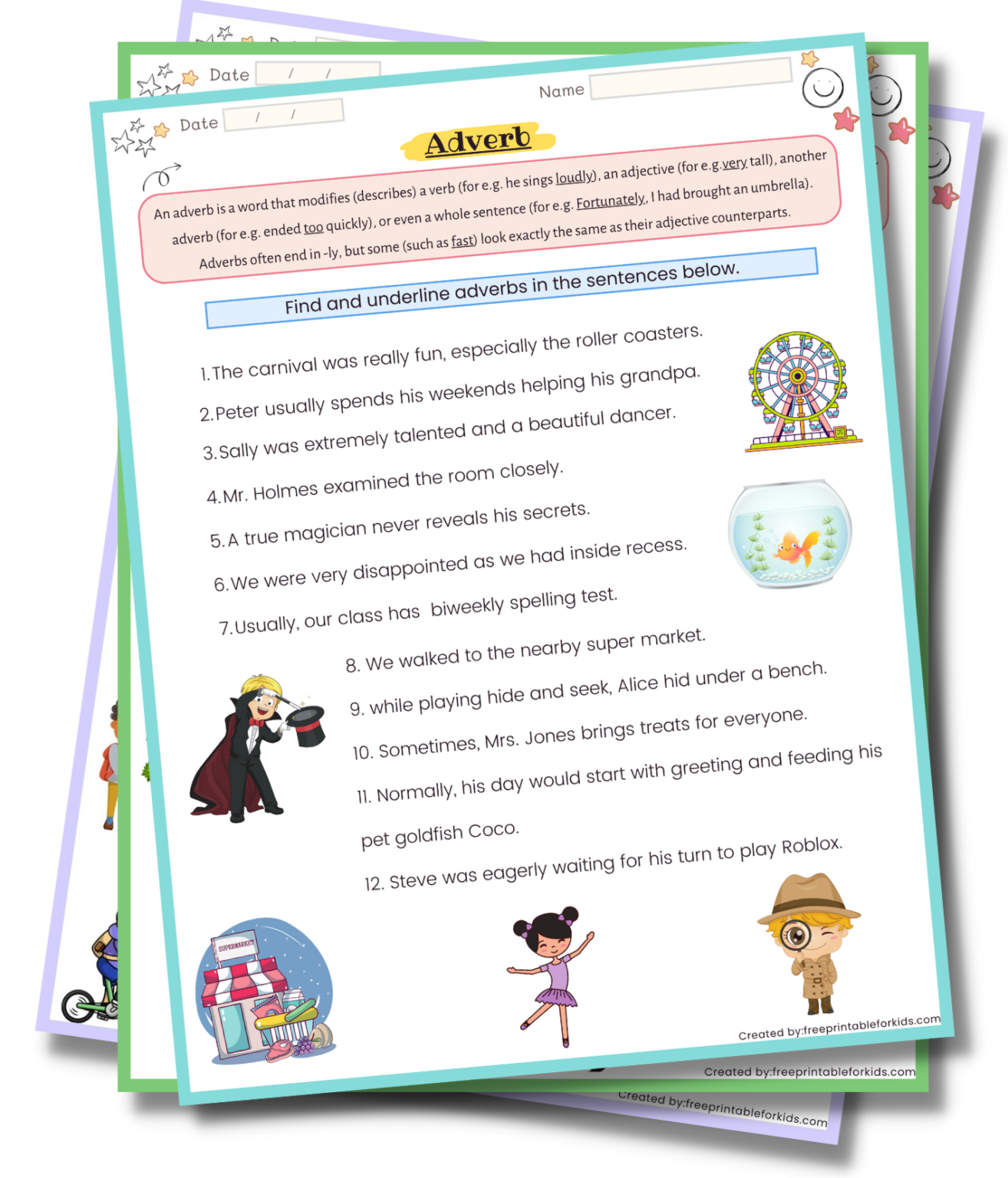 Adverbs Worksheets – Free Printable For Kids