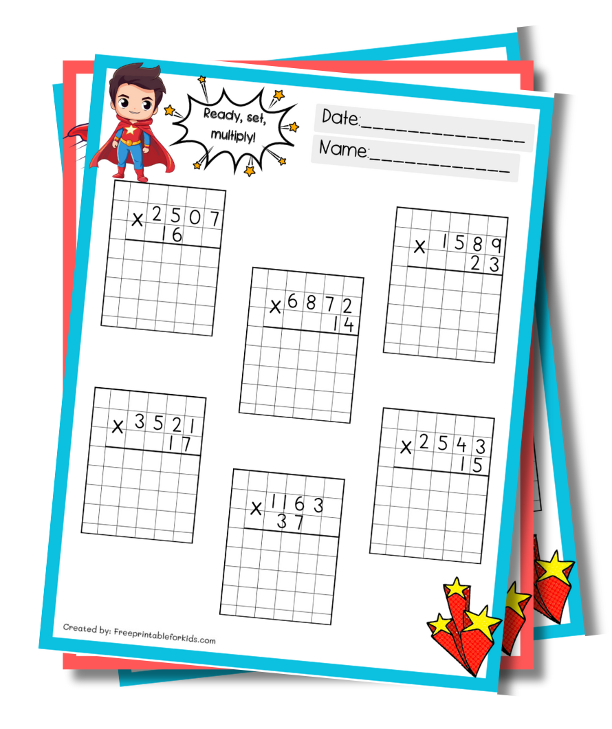 Four Digit Multiplication for Fifth Grade.